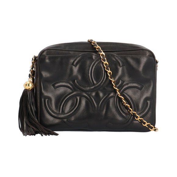 CHANEL | Bags | Chanel Triple Coco Mark Fringe Shoulder Bag Lambskin ...
